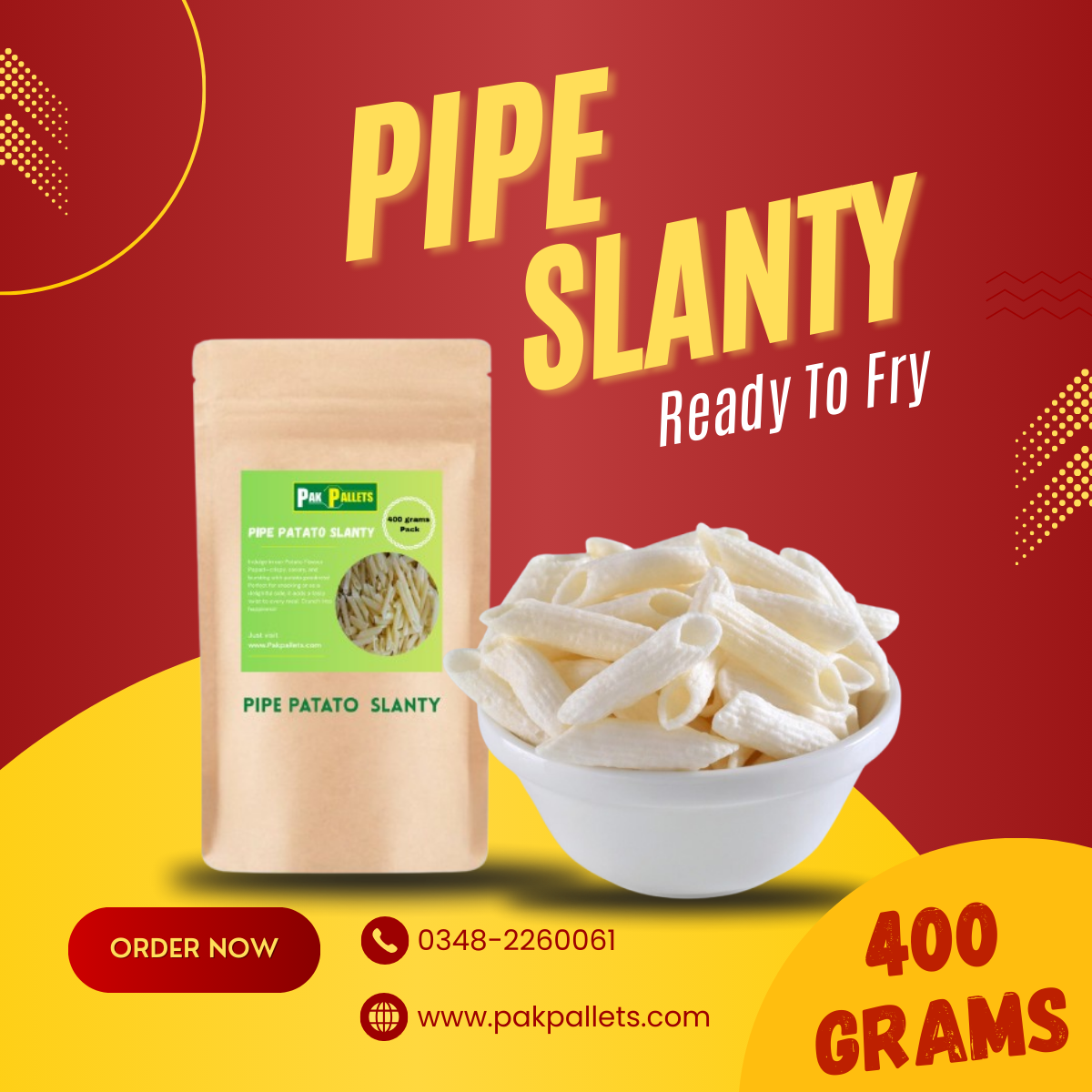 Pipe Patato Slanty, Ready to Fry Snacks ( 400 Grams ) – Pak Pallets